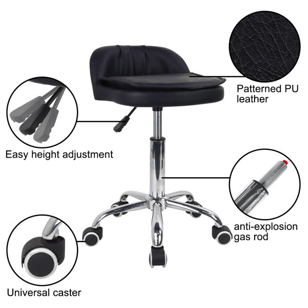 Inbox Zero Louisha Backed Adjustable Height Ergonomic Lab Stool with Footring Wheels | Wayfair